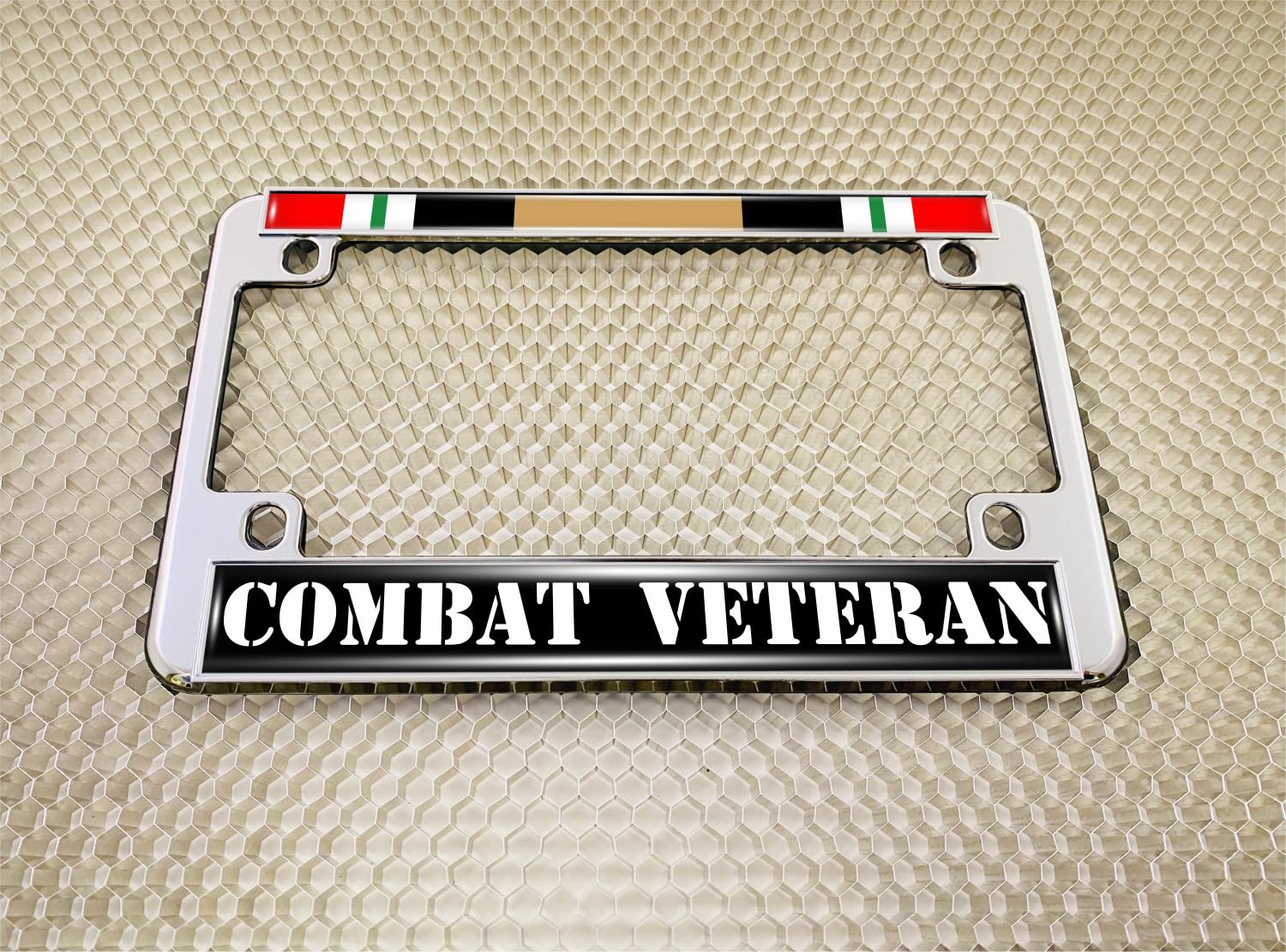 Motorcycle Metal License Plate Frame with Iraq Combat Veteran Design | eBay