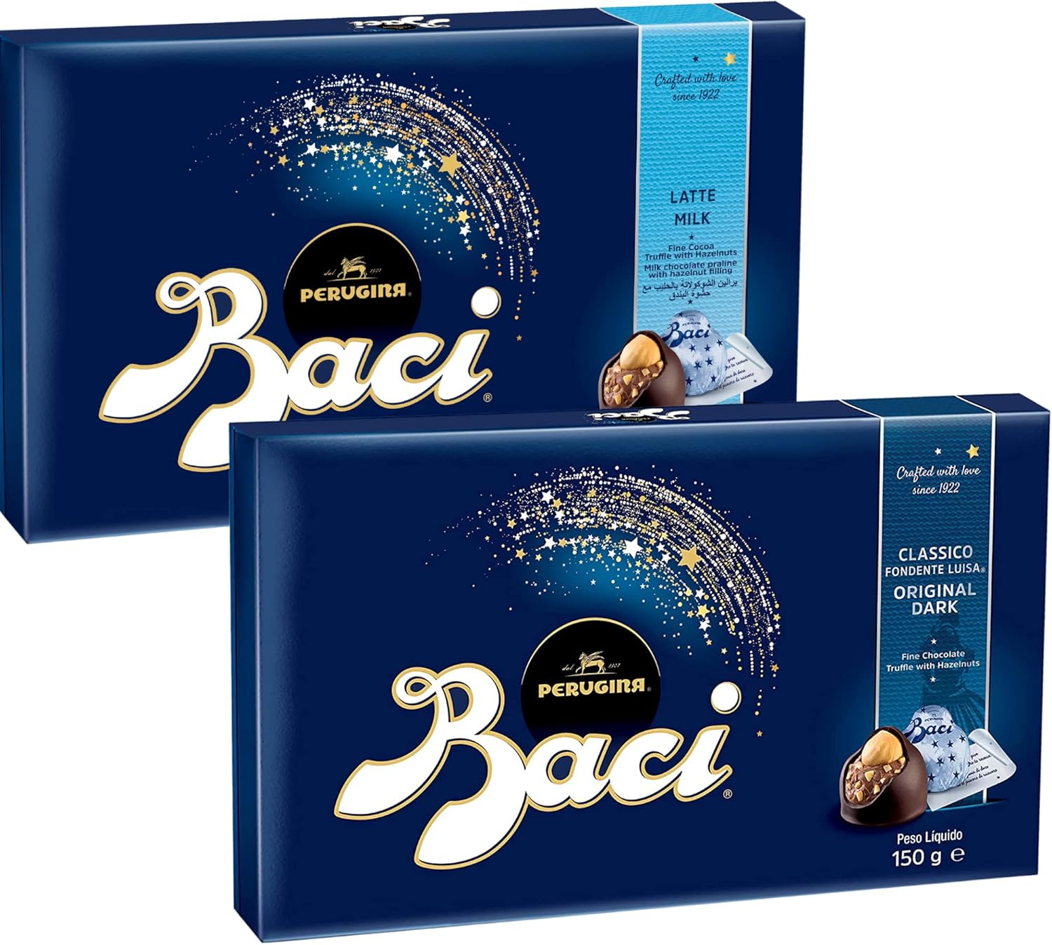 Baci Milk Chocolate Gift Box, 150g & Baci Original Dark Chocolate ...