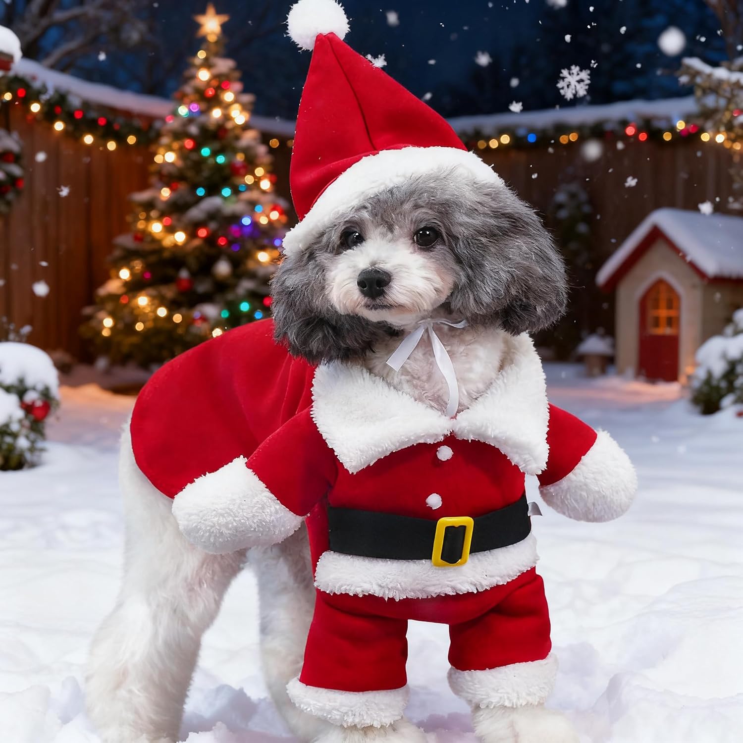 Amazon.com : Santa Dog Costume, Cozy Christmas Costume for Dogs, Funny ...