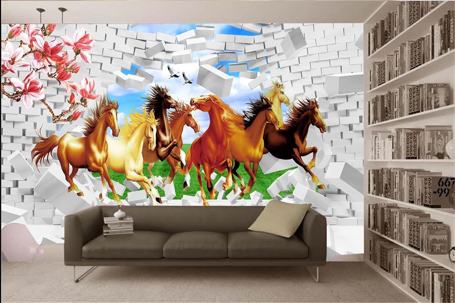 ALL YOUR DESIGN PVC Seven Lucky Running Horses Vastu Wallpaper for Home ...