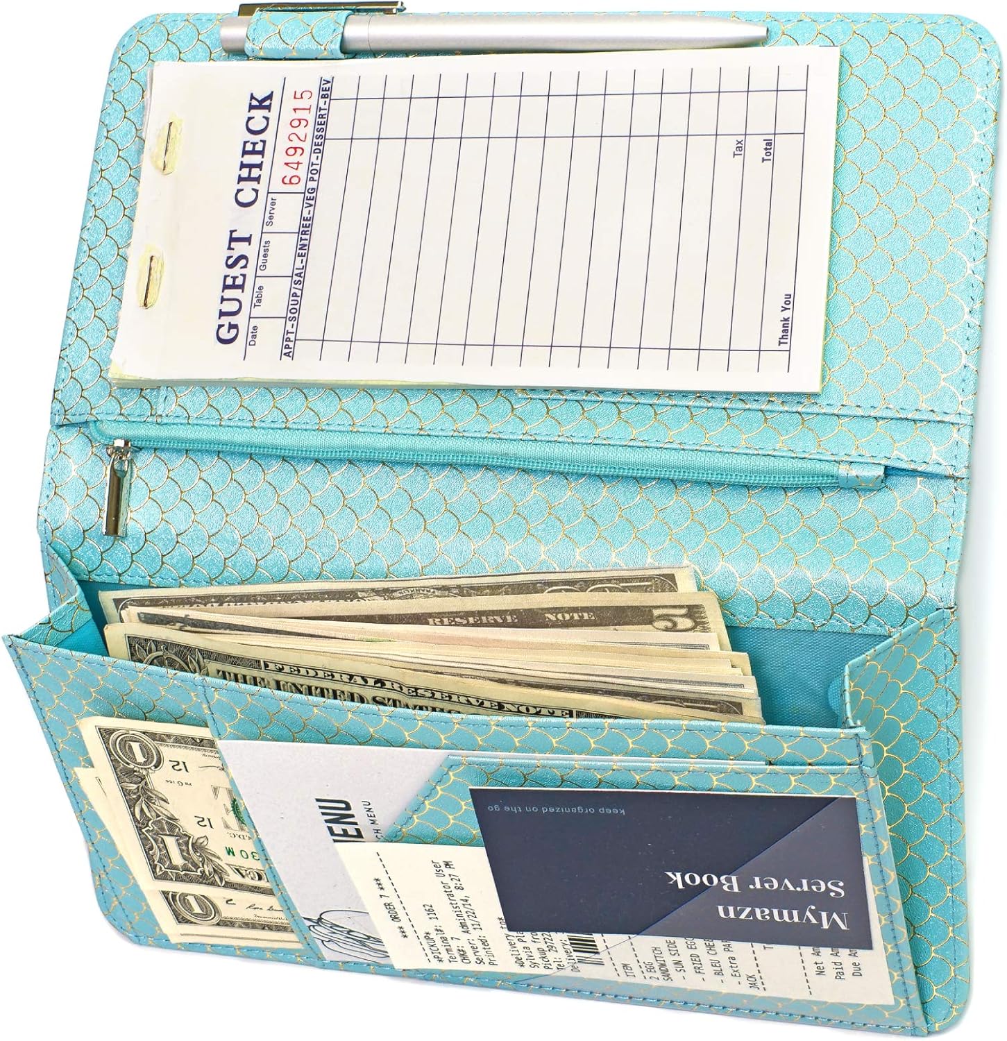 Amazon.com: Mymazn Server Wallet Waitress Book Magnetic with Money ...