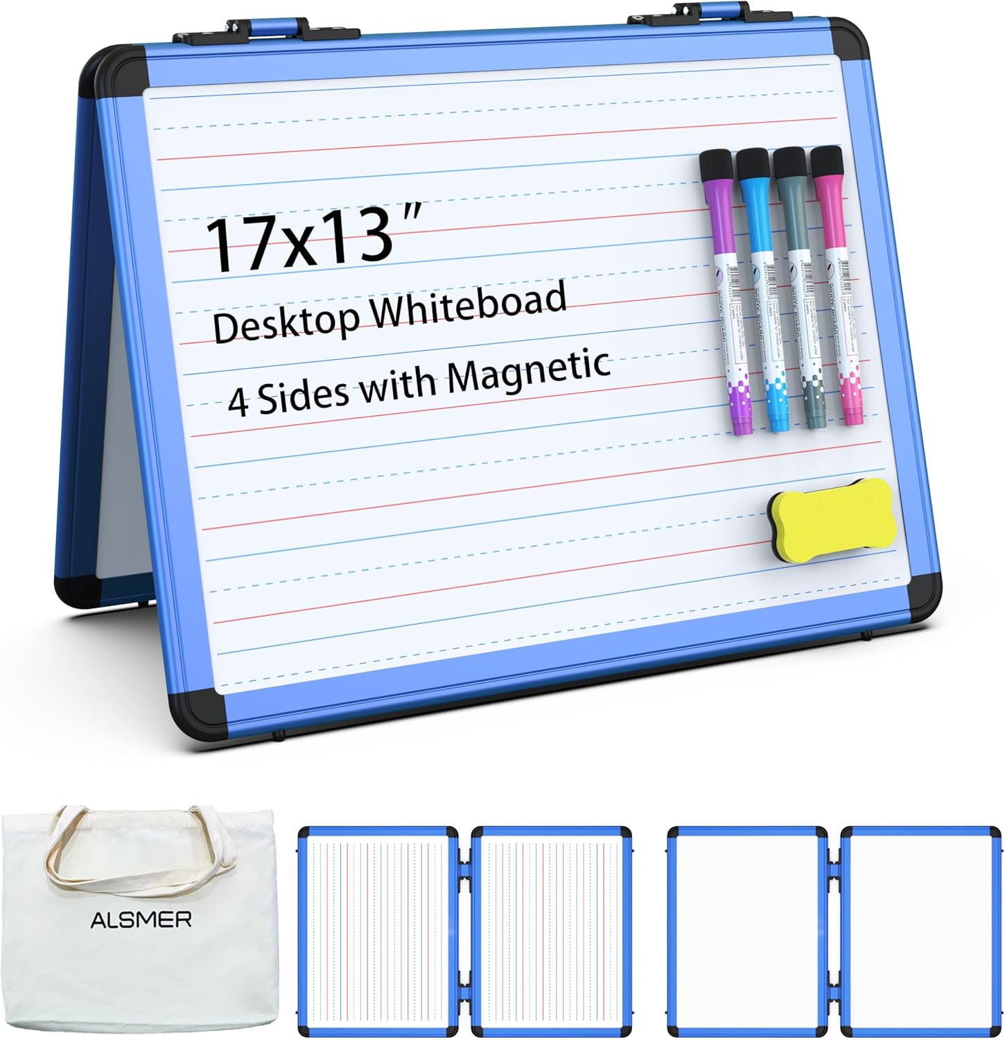 Amazon.com : Dry Erase Board, 17x13 inch with 4 Sides Magnetic Whiteboard, A3 Foldable Small ...