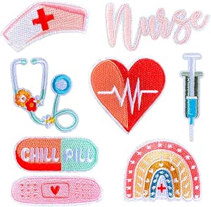 Amazon.com: 8PCS Nurse Patches for T-Shirts, Jeans, Vests, Hats and ...