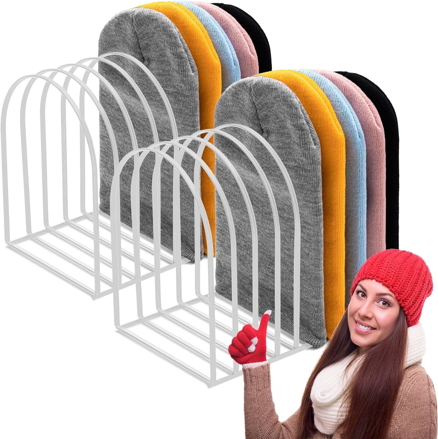 Amazon.com: Hicarer 2 Pcs Heavy Duty Beanie Holder Organizer Knitted ...