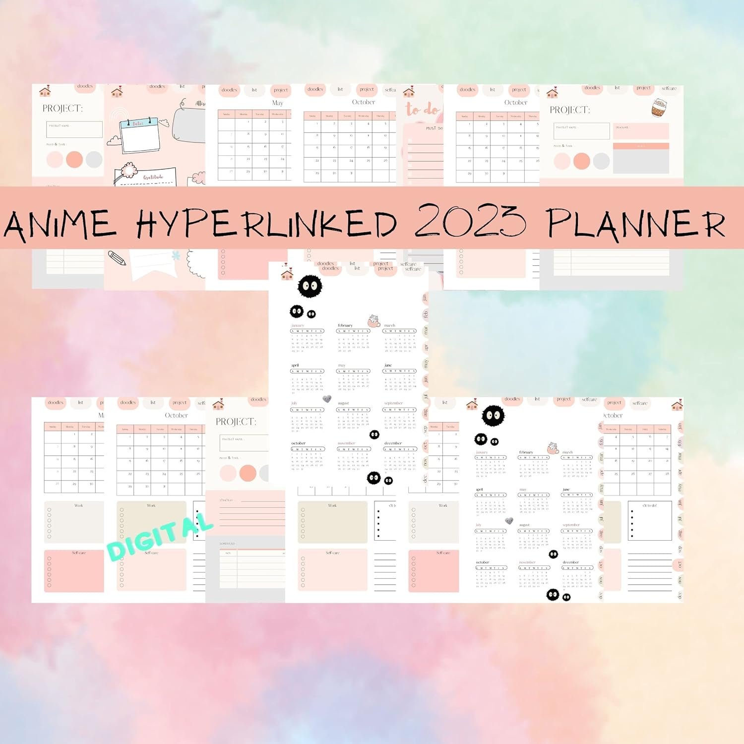 anime hyperlinked 2023 planner, digital cat planner,goodnotes planner ...