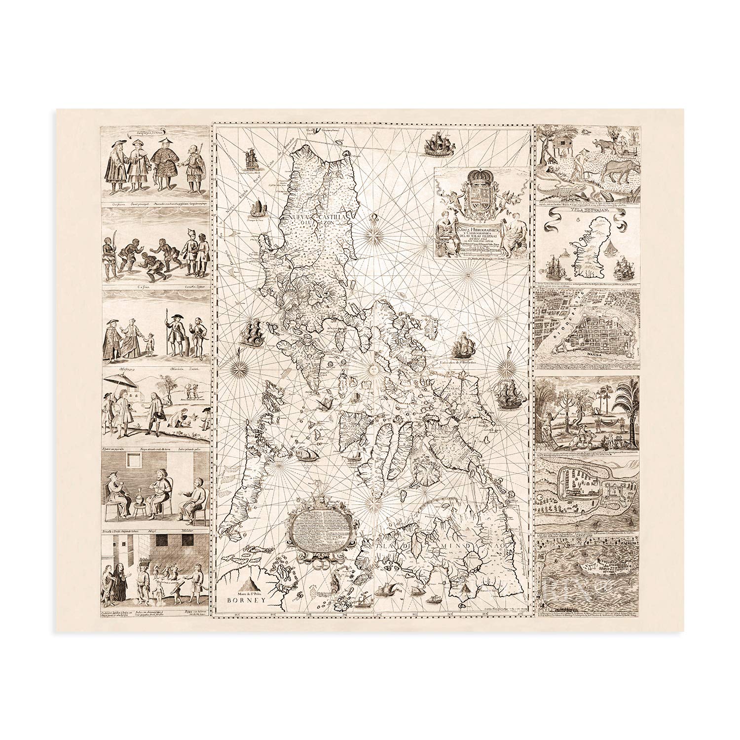 HISTORIX Vintage 1734 Map of the Philippines - 20x24 Inch Philippines ...