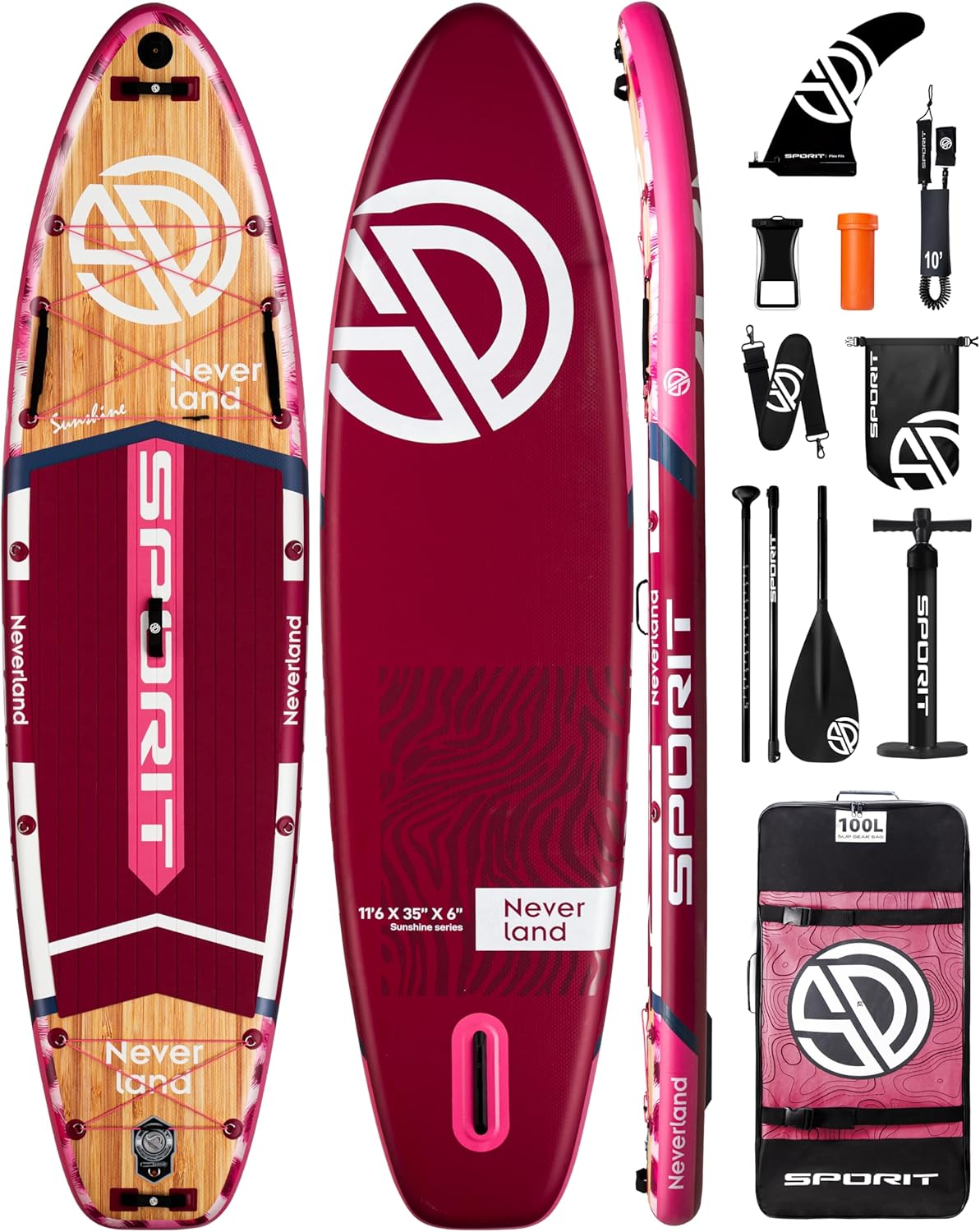 Amazon.com : SPORIT 11'6×35" Super Wide Inflatable Stand Up Paddle ...