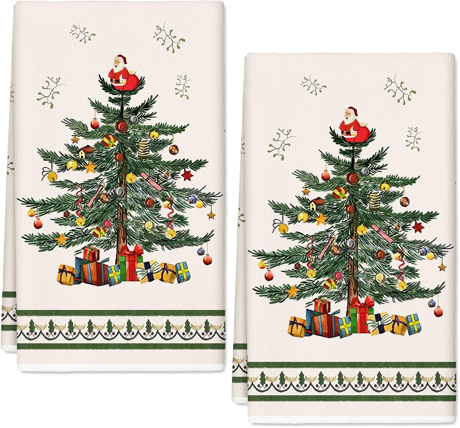 Amazon.com: Christmas Kitchen Towel Vintage Xmas Tree Dish Towel Retro ...