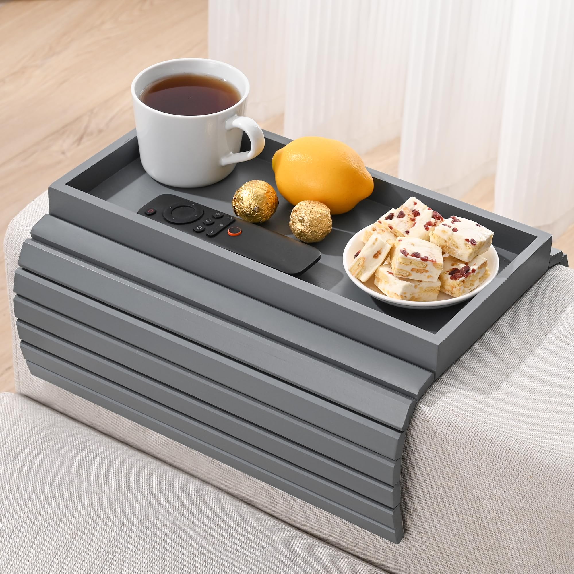 Amazon.com: YUBAMIN Bamboo Sofa Arm Tray, Anti-Dropping Couch Arm Tray ...