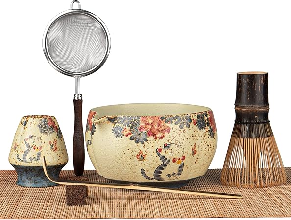GleeNflux 7-Piece Matcha Set, Ceramic Matcha Bowl, Bamboo Whisk (Chasen ...