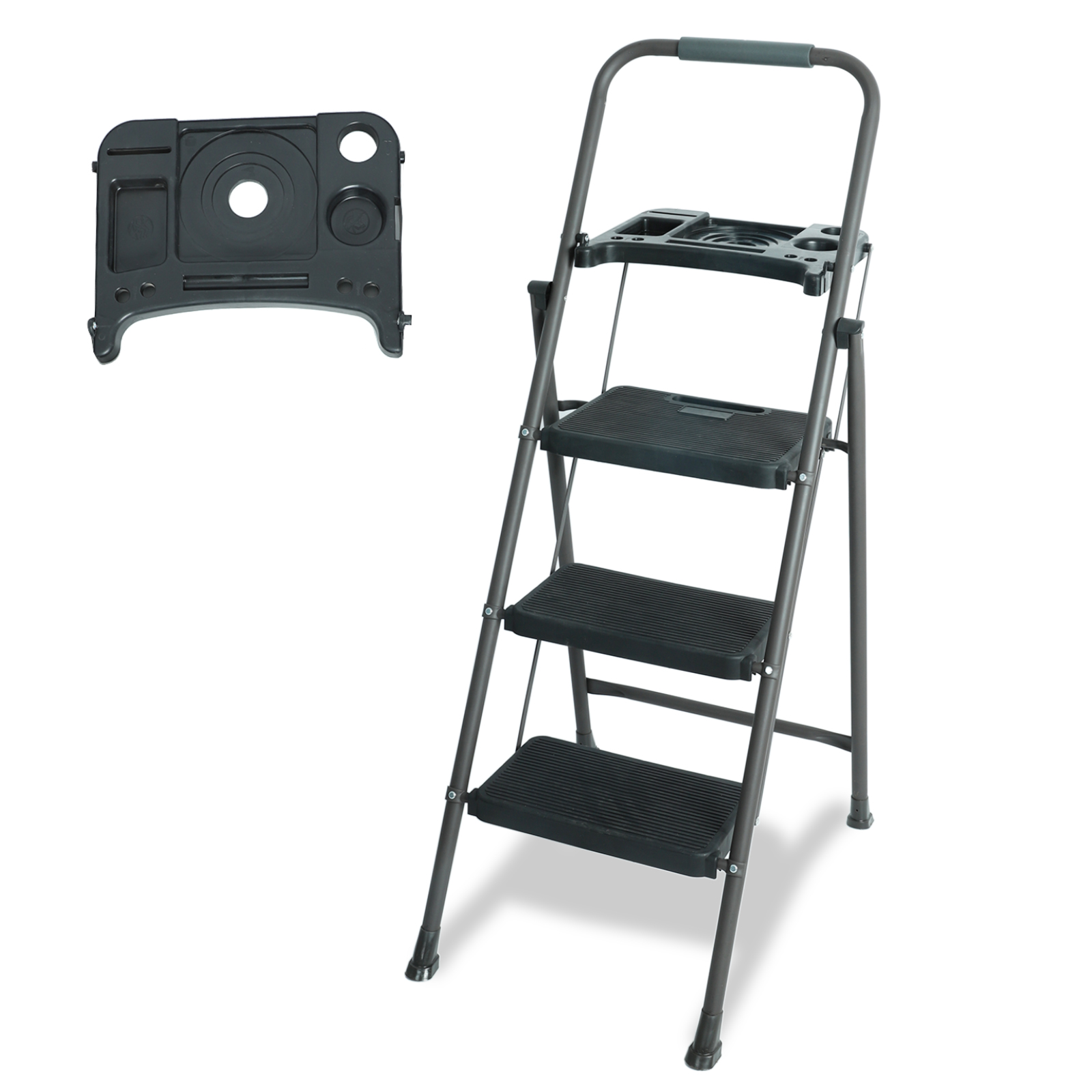 Watch 3 Step Ladder,Folding Step Stool with Wide Non-Slip Pedal and ...