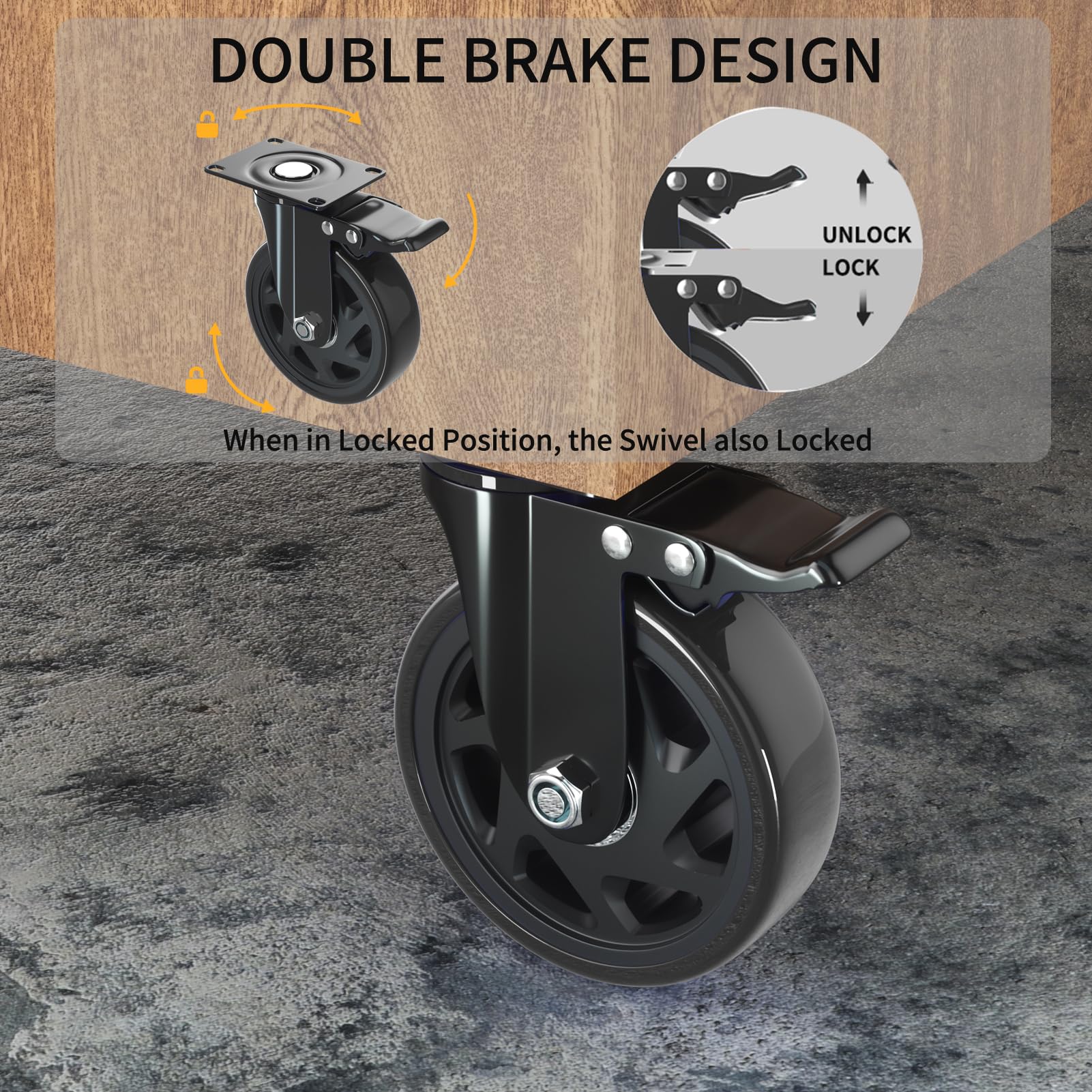 Snapklik.com : 6 Inch Caster Wheels Heavy Duty Casters