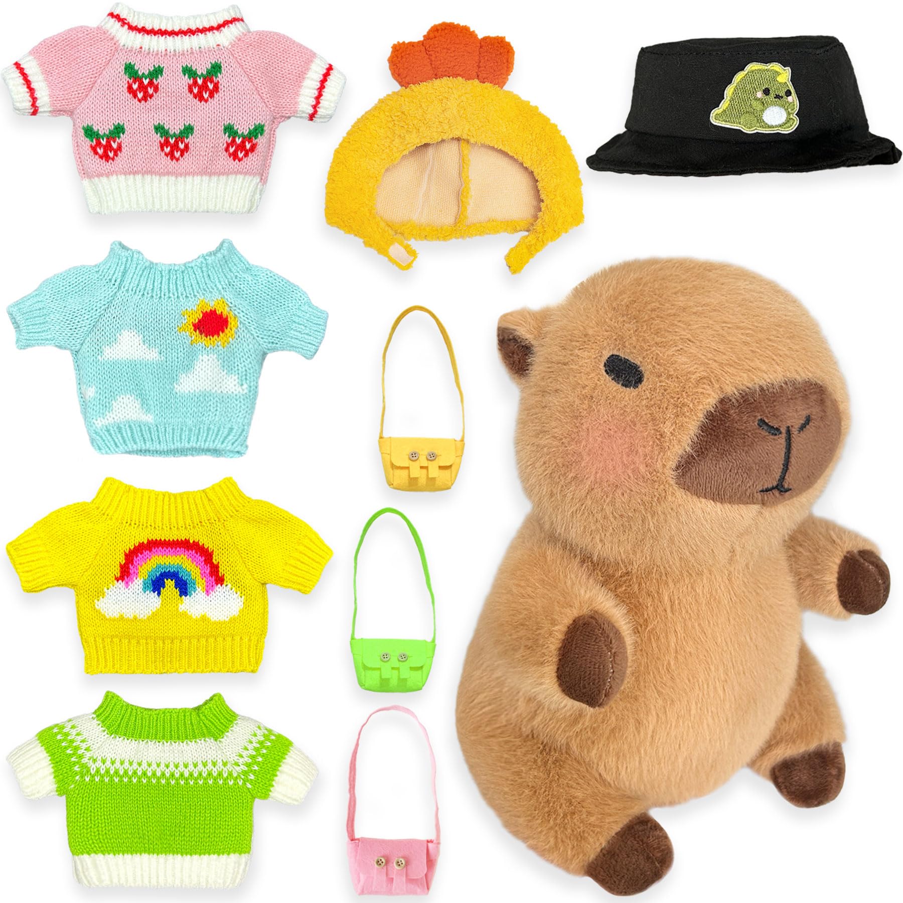 Amazon.com: HACHIMI Capybara - Peluche con 9 piezas de ropa y ...