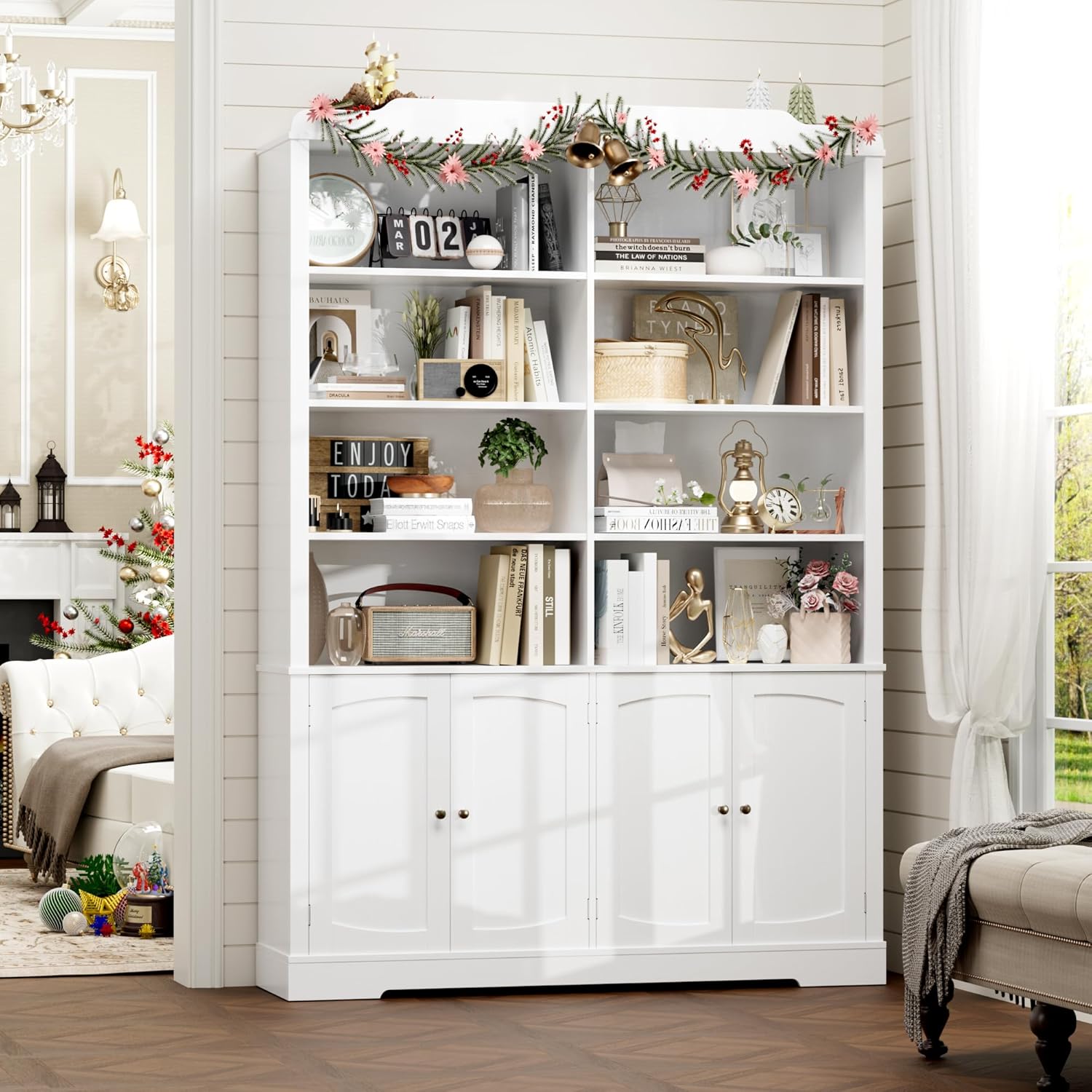 Amazon.com: FACBOTALL 73.1" Bookcase with Doors,6 Tier Large Bookshelf ...