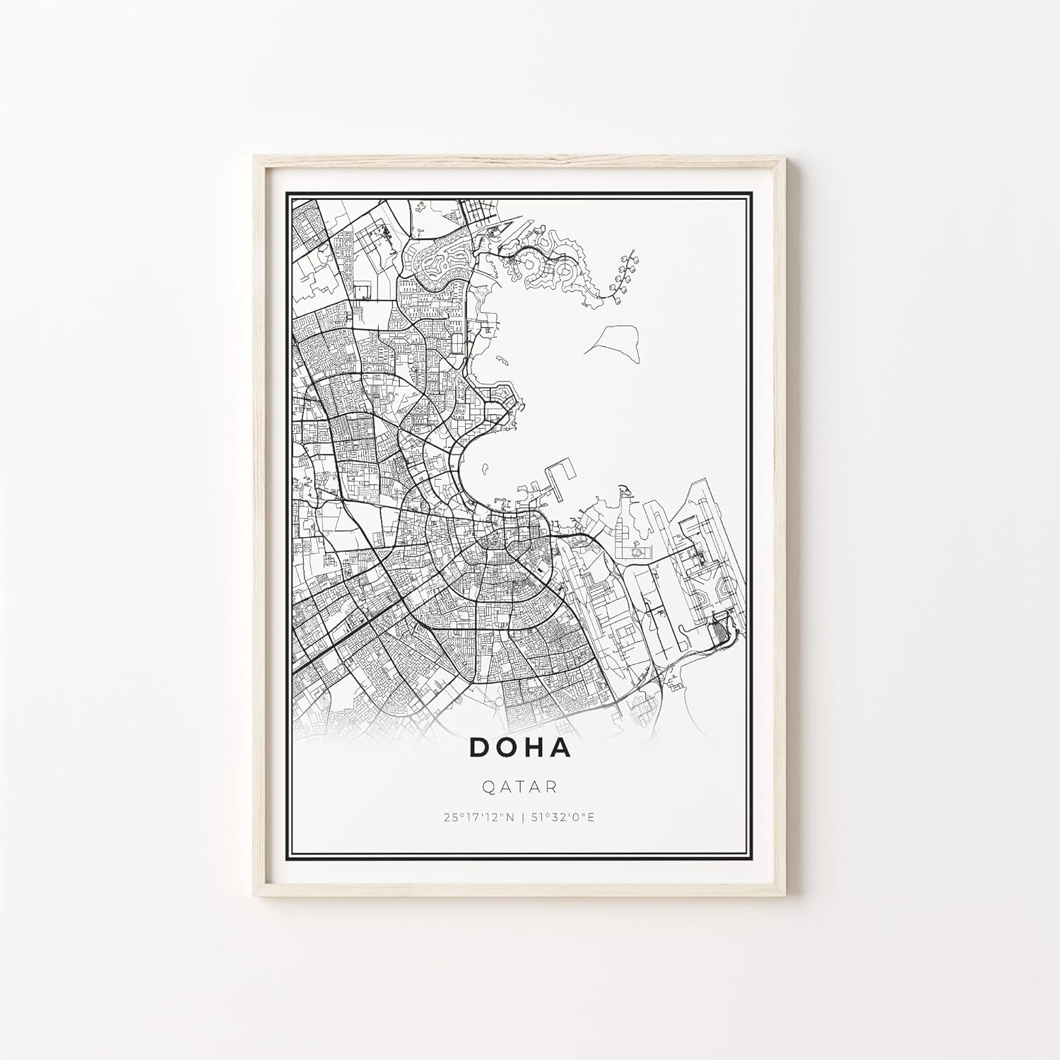 Amazon.com - Doha Print, City Map Art Poster, Qatar, Wall Art Decor ...