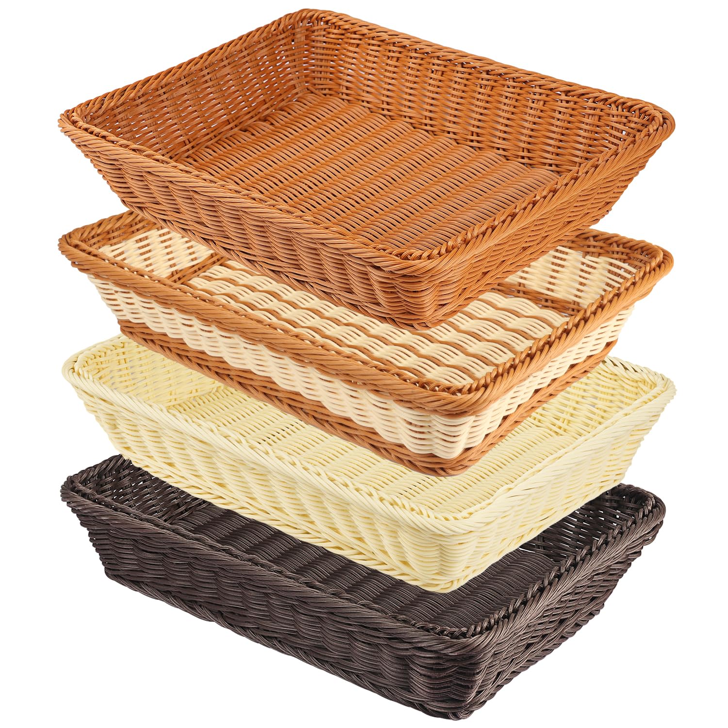 Amazon.com - 4 PCS 16x12 Inch Wicker Bread Basket, Woven Serving Basket ...