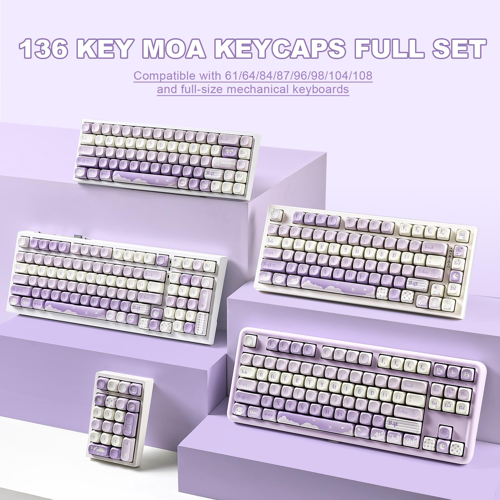 Snapklik.com : YUNZII 132 Keys MOA Keycaps, Dye-Sublimation PBT Custom ...