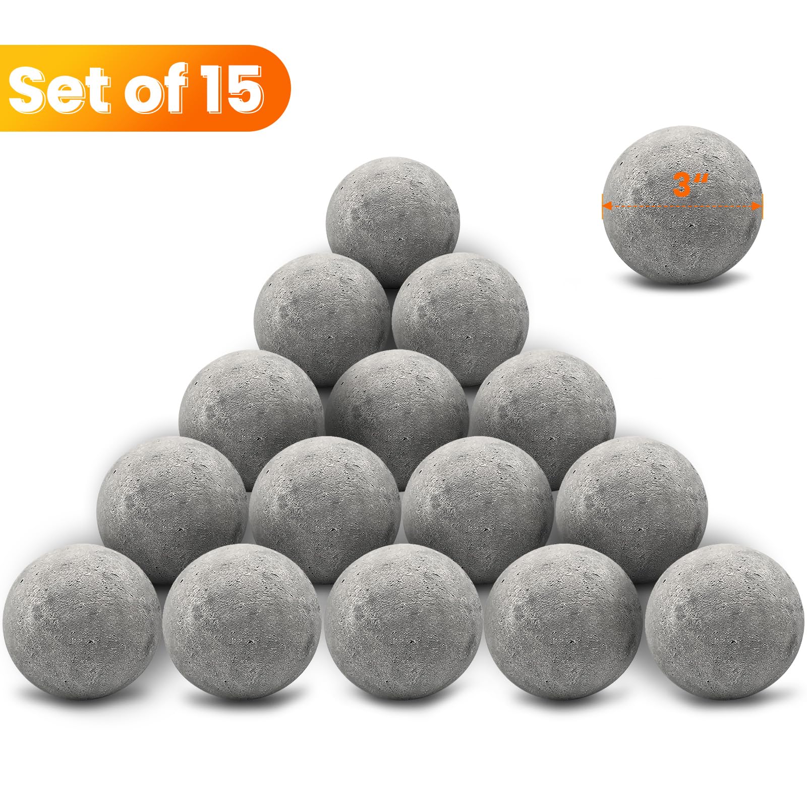 Snapklik.com : Ceramic Fire Balls, 3 Inch, Set Of 15 Round Fire Stones ...