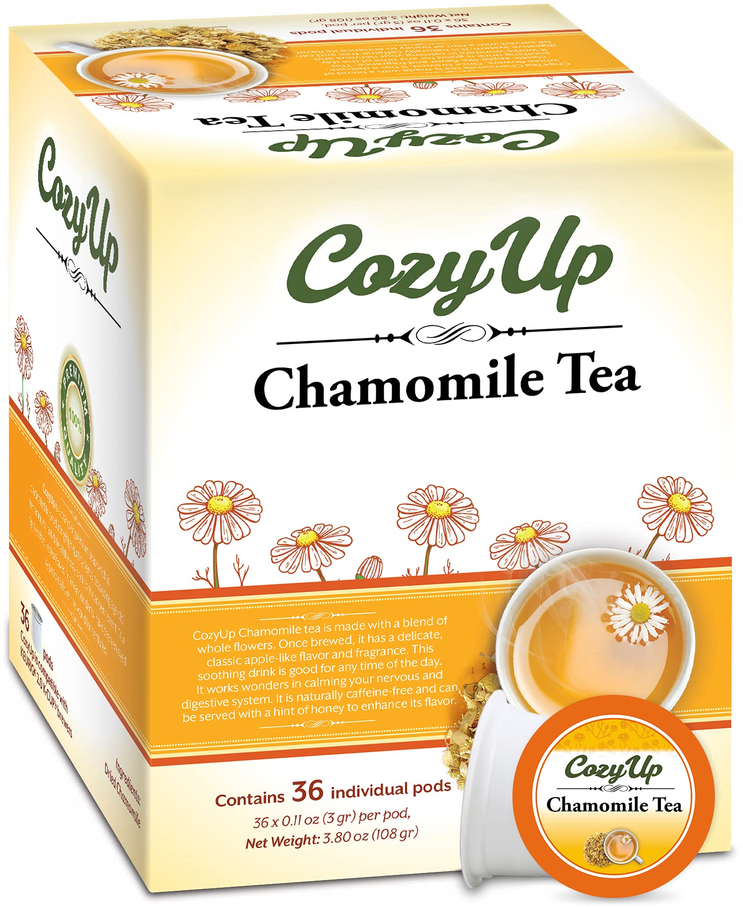 Amazon.com : Cozy Up | Pure Camomile Herbal Tea | Pods Compatible with ...