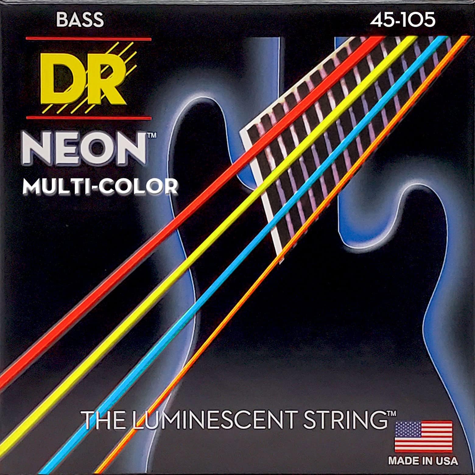 DR Strings Handmade Strings NMCB-45 HIDEF NEON MULTICOLOR Colored Bass ...