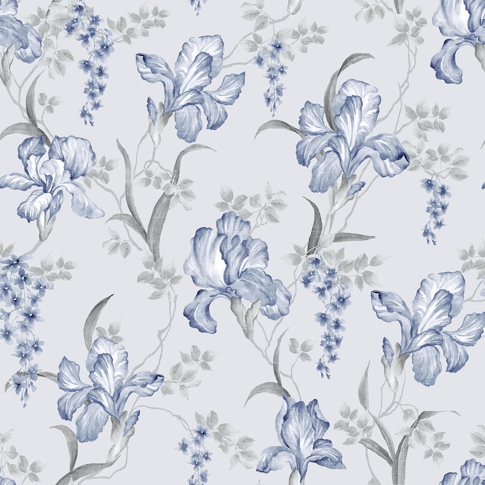 VaryStyle 17.7"x118" Blue Grey Floral Peel and Stick Wallpaper Iris ...