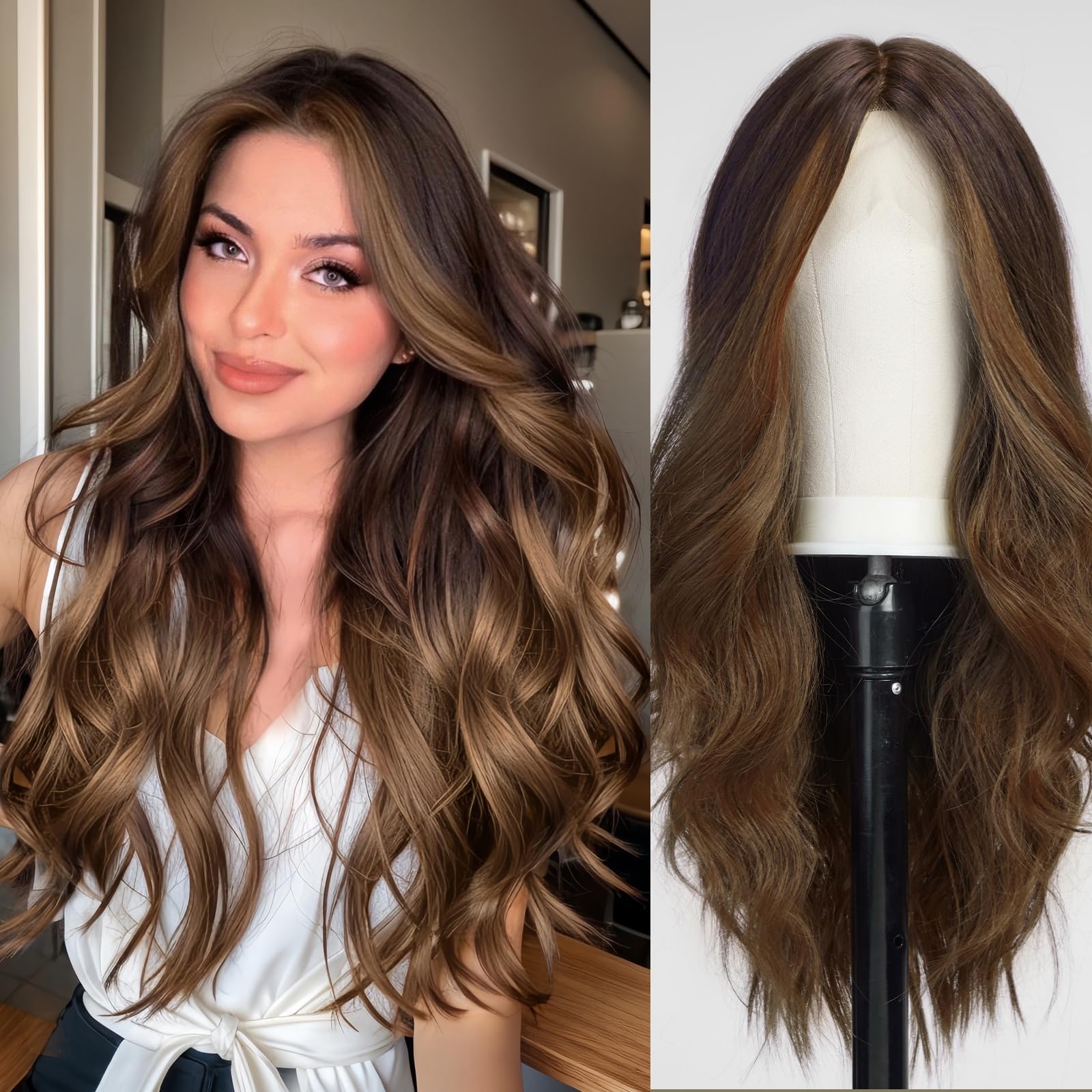 Amazon.com : Alanhair Lace Front Wig Natural Brown Wigs for Women Ombre ...