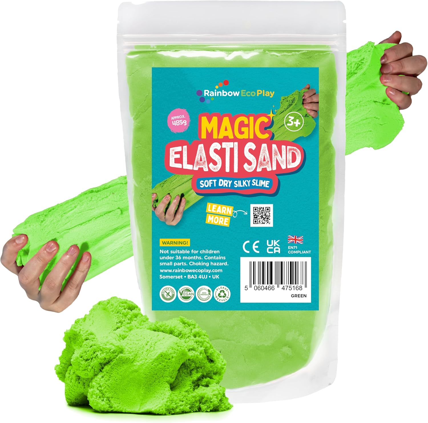Rainbow Eco Play - Magic Sand - Elasti - Green - 485g - Kids Coloured ...