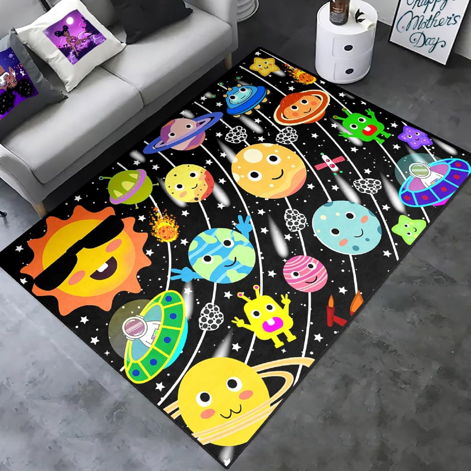 Amazon.com: HEBDKPE Outer Space Rug - Galaxy Area Rug Planet Rug for ...