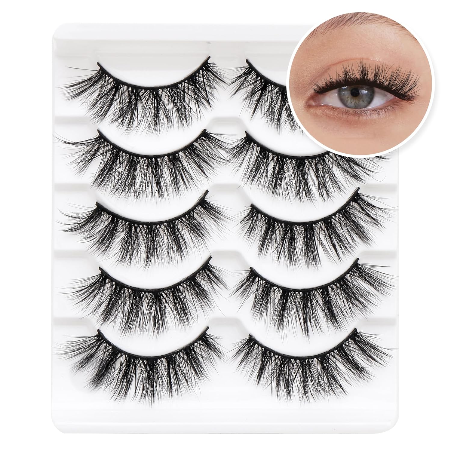 Amazon.com: Lashes Natural False Eyelashes Soft Wispy Lashes Faux Mink ...