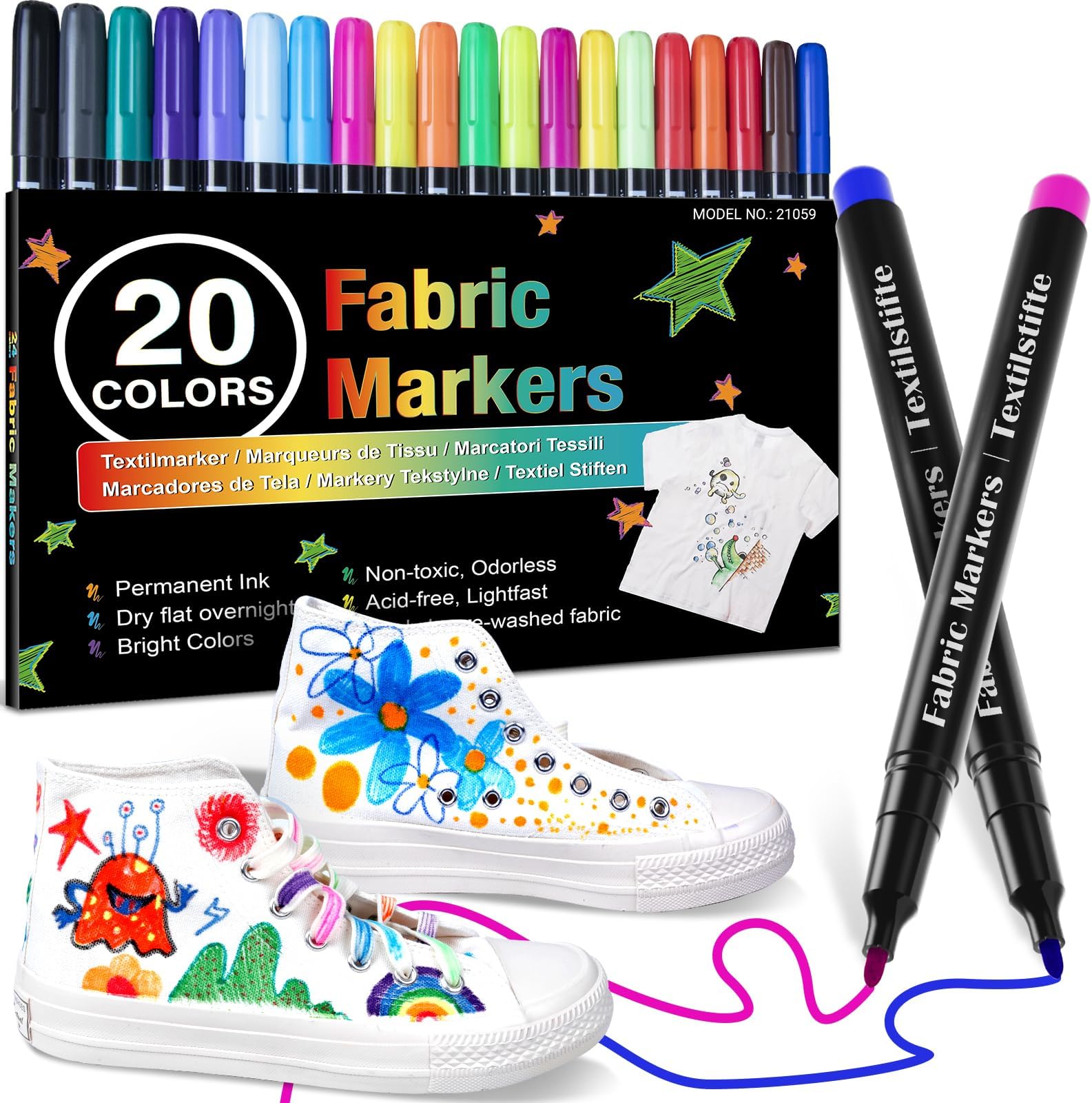 Crafts 4 ALL Fabric Markers Pens Permanent Color Art Markers 24 SET ...