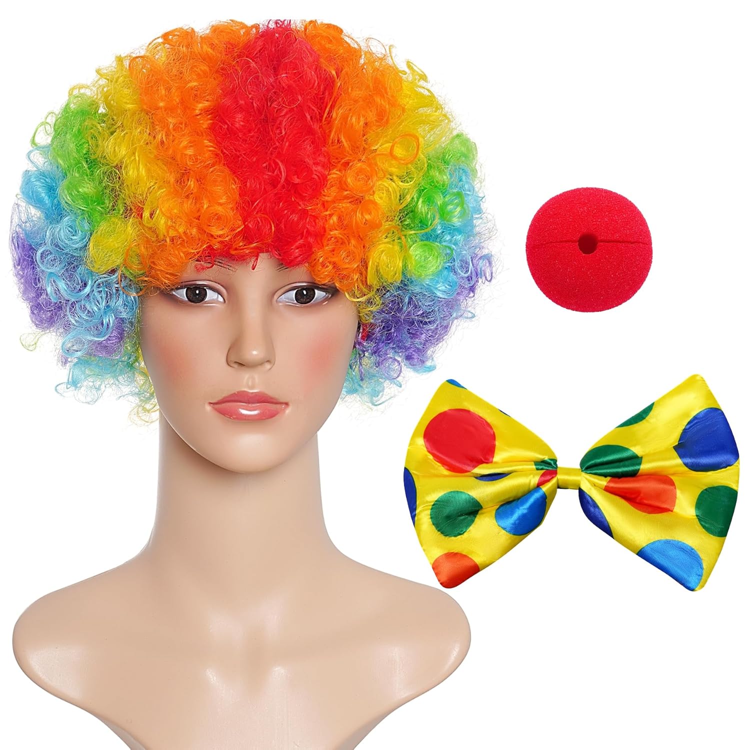 Amazon.com: jiebor Clown Costume Clown Wig Nose Accessories Bow Tie for ...