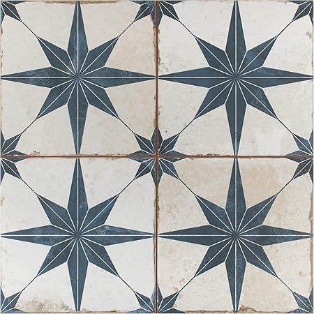 SomerTile Kings Star Sage Encaustic 17.63" x 17.63" Ceramic Floor and ...