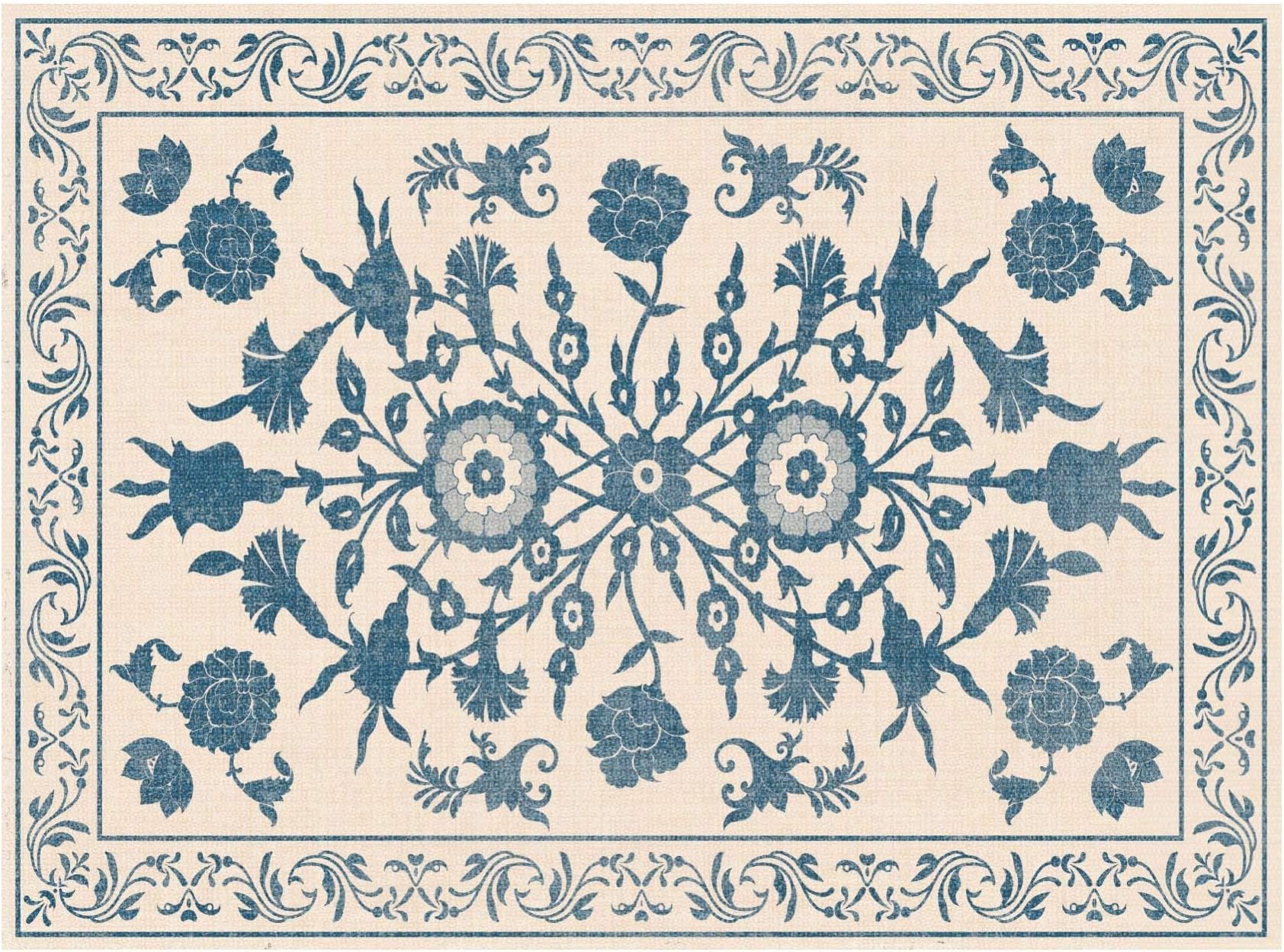 Amazon.com: Crearreda CR-83081 Tile Carpet Vinyl Floor Runner, Blue ...