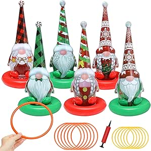 6 Pack Inflatable Christmas Gnome Ring Toss Game,Christmas Party Games ...