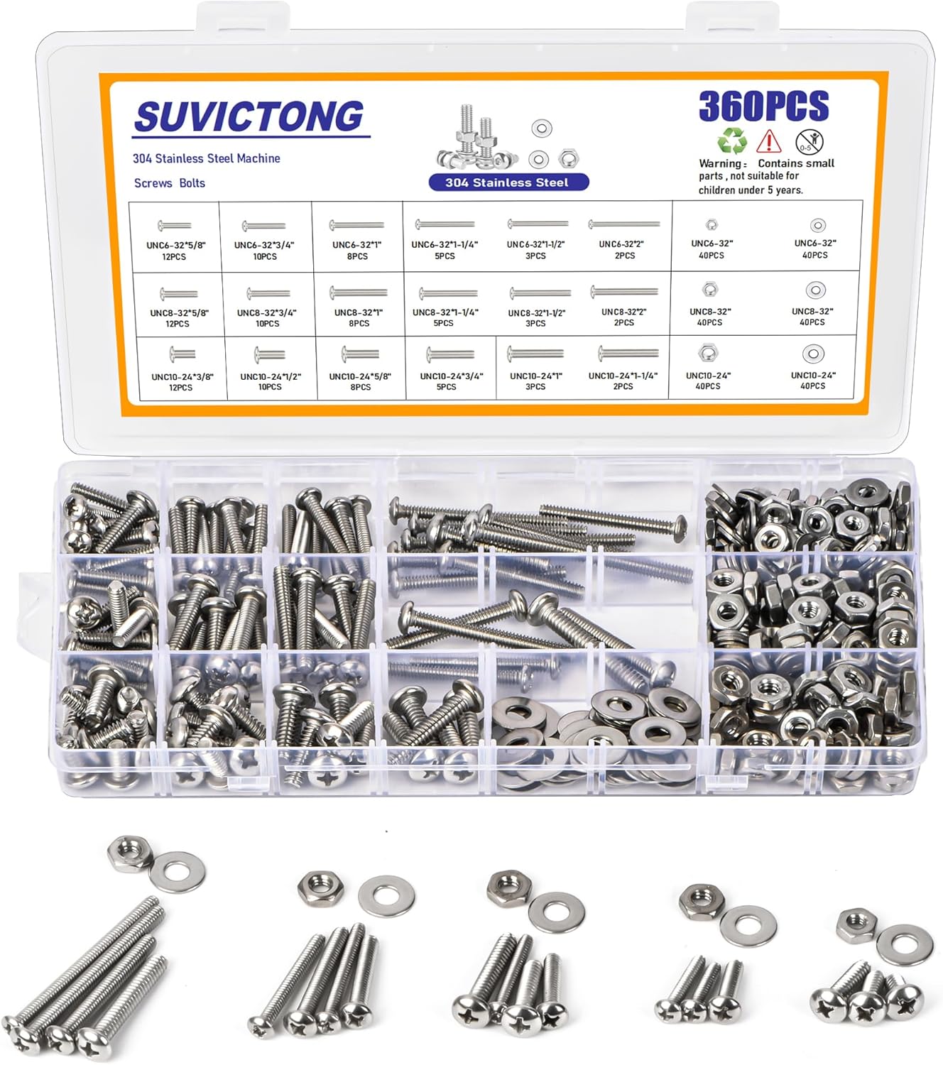 Amazon.com: 360Pcs Machine Screws Assortment Kit, #6-32#8-32#10-24 ...