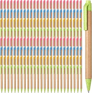 200 Pack Wheat Straw Pens Retractable Ballpoint Pen Black Ink Click Pen ...