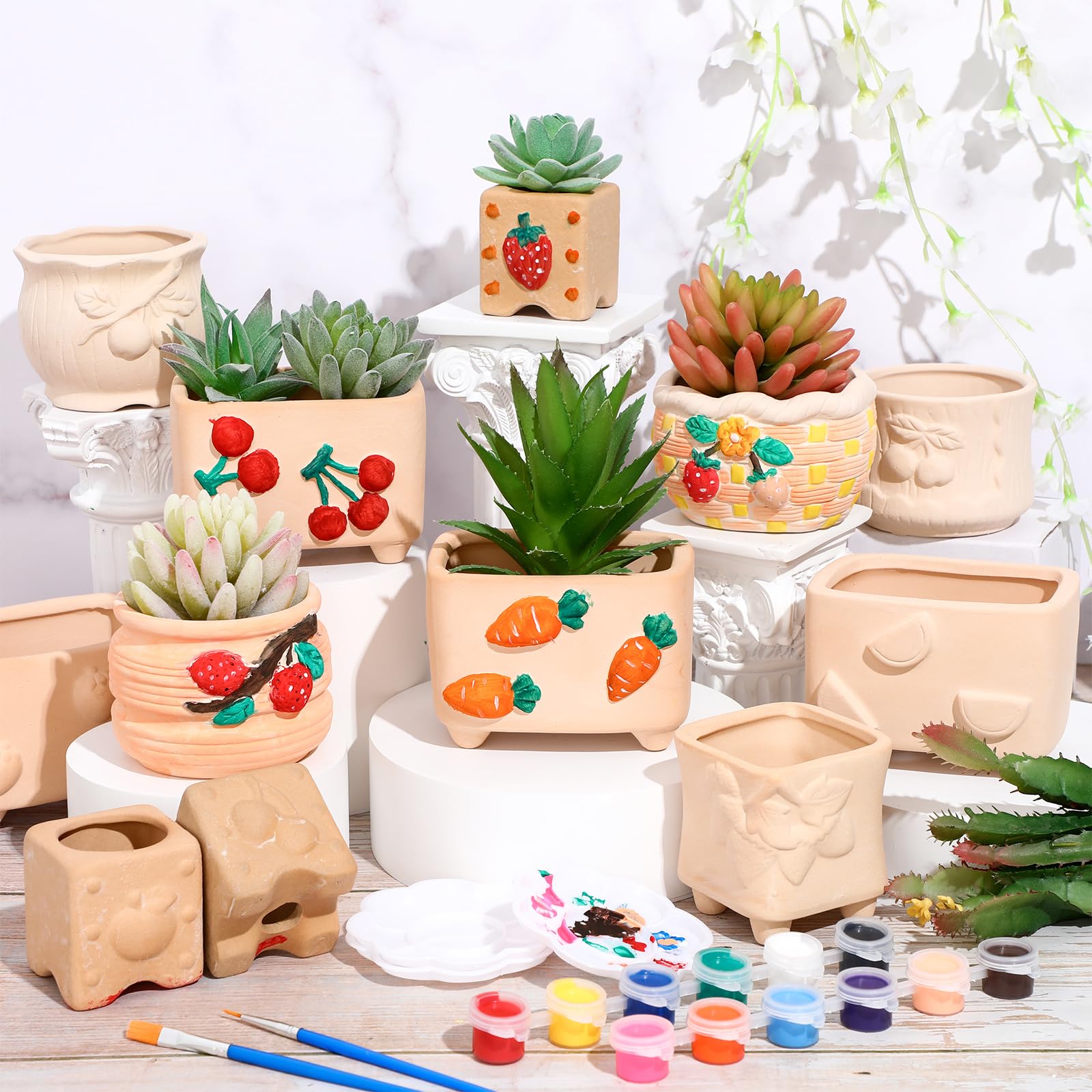 Snapklik.com : Hushee 12 Sets Ceramic Succulent Planters Paintable ...