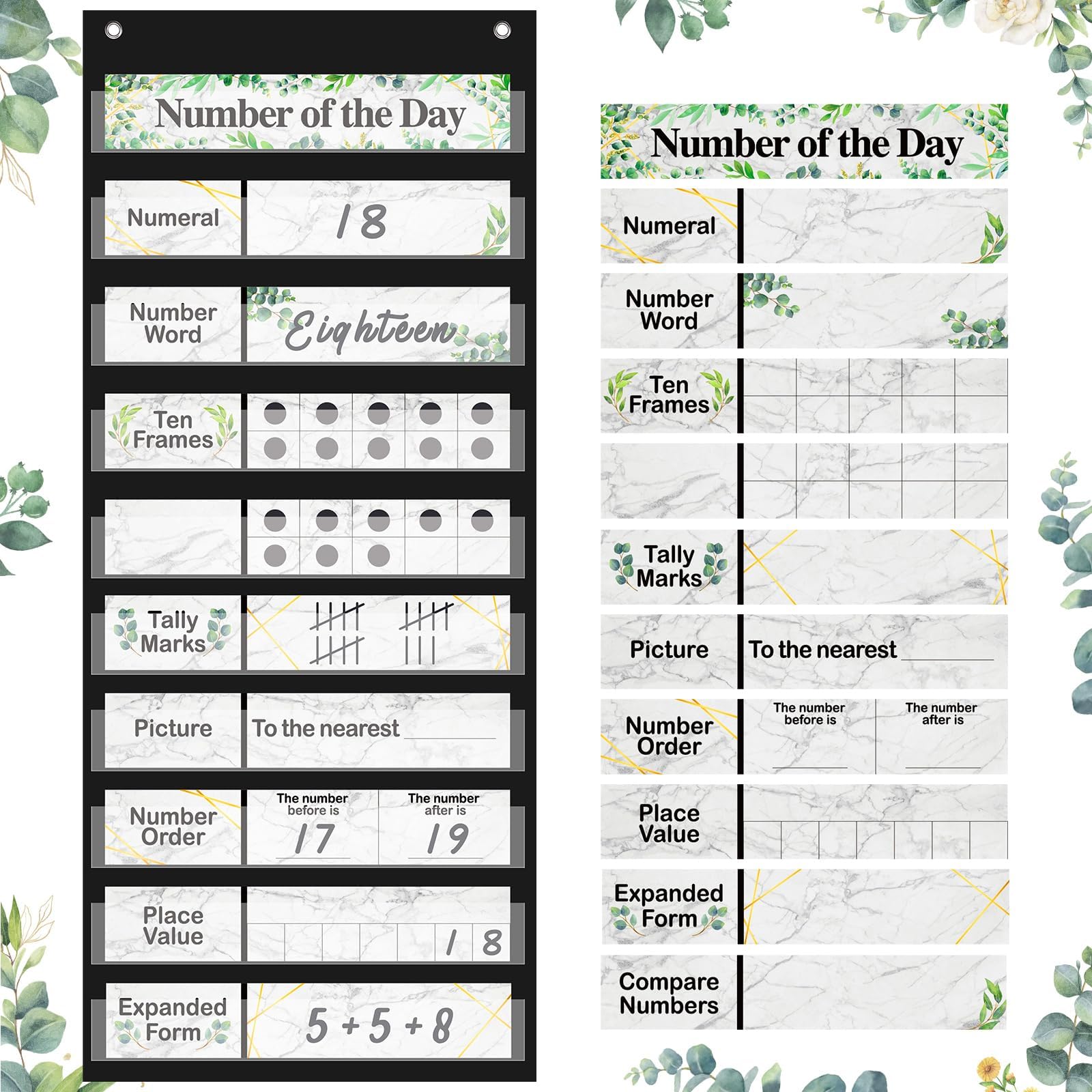 Amazon.com: Blosssound Back to School Number of The Day Pocket Chart 39 ...