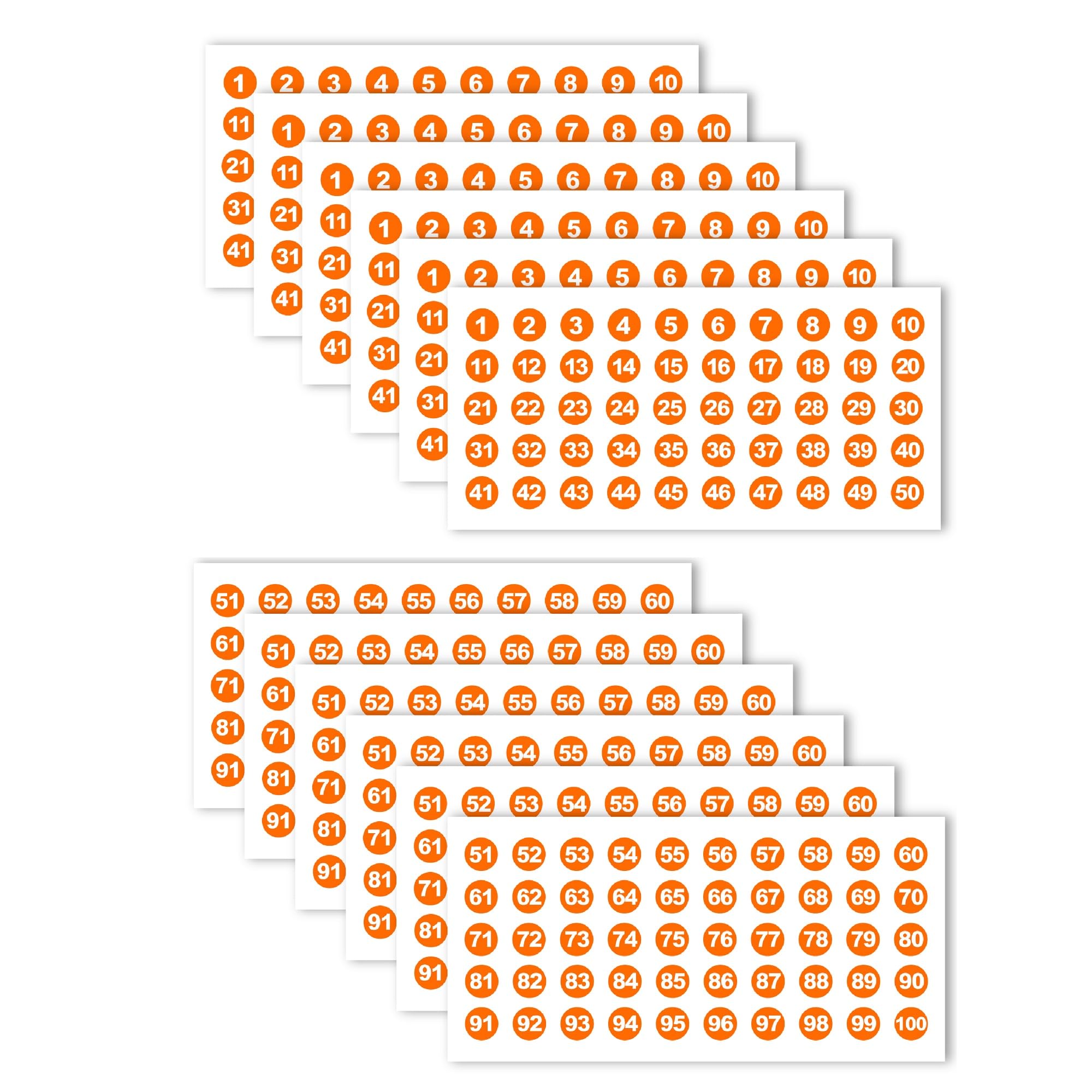 Amazon.com : 1200Pcs 1 to 100 Number Stickers, 24 Sheets Vinyl Number ...