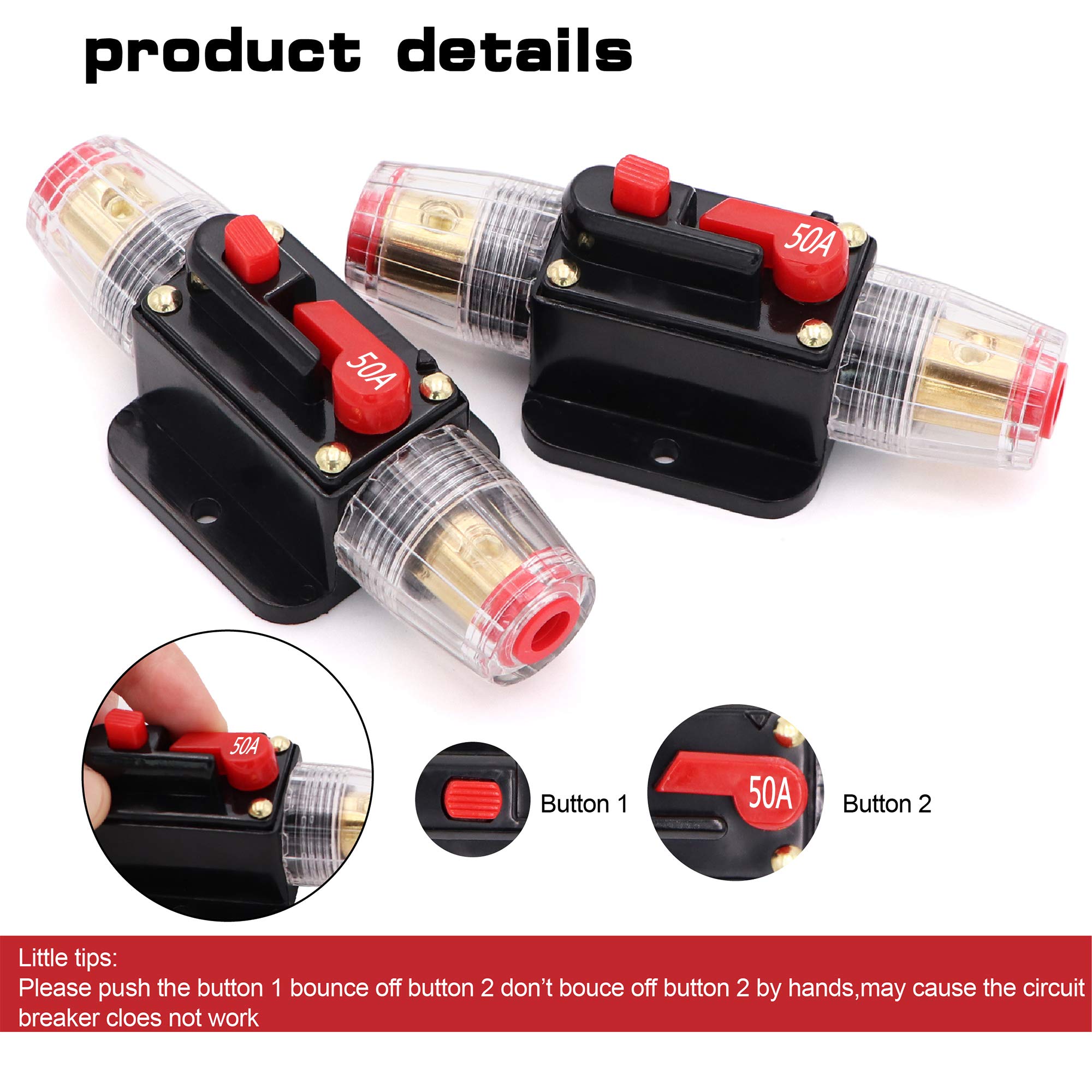 Snapklik.com : 50 Amp Audio Inline Circuit Breaker Reset Fuse Holder ...