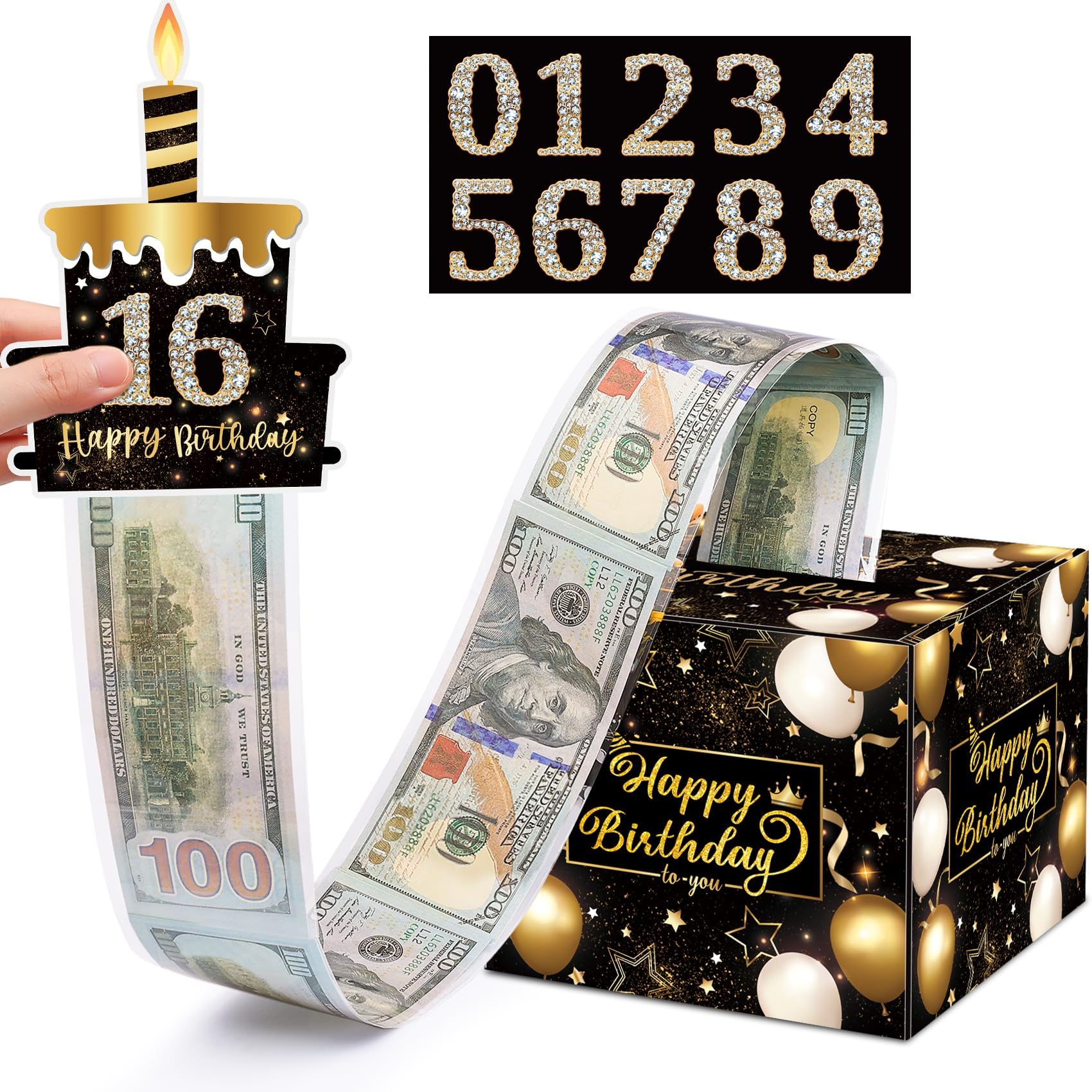Amazon.com : BLOCE Birthday Money Box for Cash Gift, DIY Surprise Pull ...