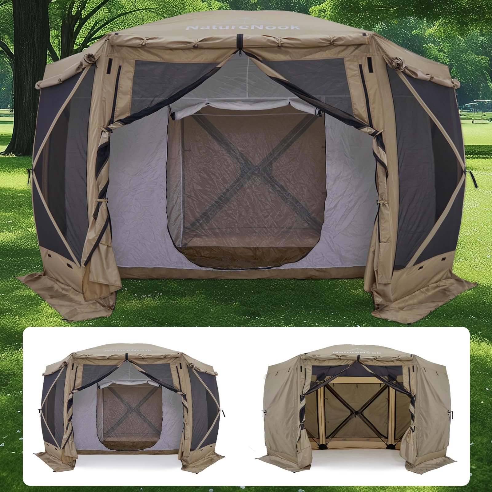 Amazon.com : NatureNook Pop up Gazebo Tents 12x12 Foot Canopy Party ...