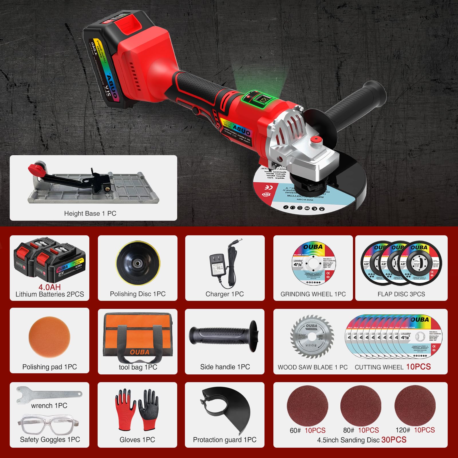 Snapklik.com : OUBA Cordless Angle Grinder Compatible For Dewalt ...