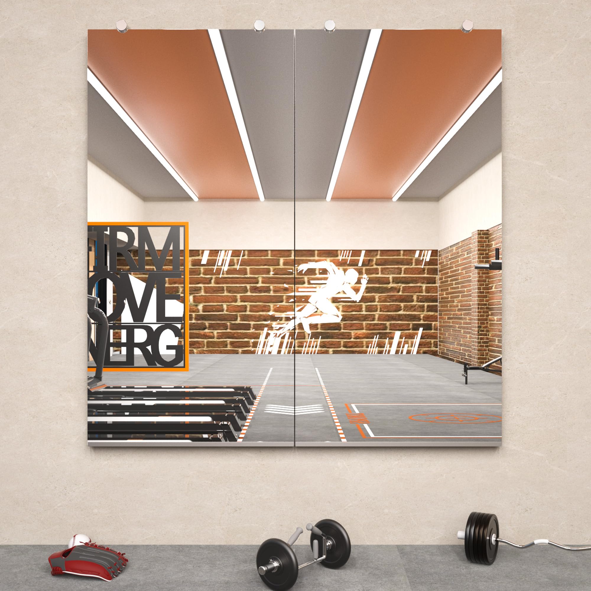 Amazon.com: Keonjinn Home Gym Mirror, 48" x 24" x 2Pcs, Large Exercise ...