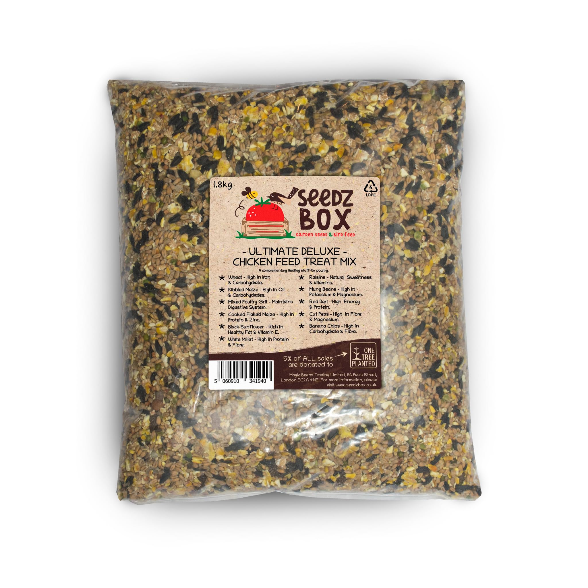 Chicken Feed Treat Mix 1.8kg - SeedzBox Deluxe Poultry Chicken Food ...