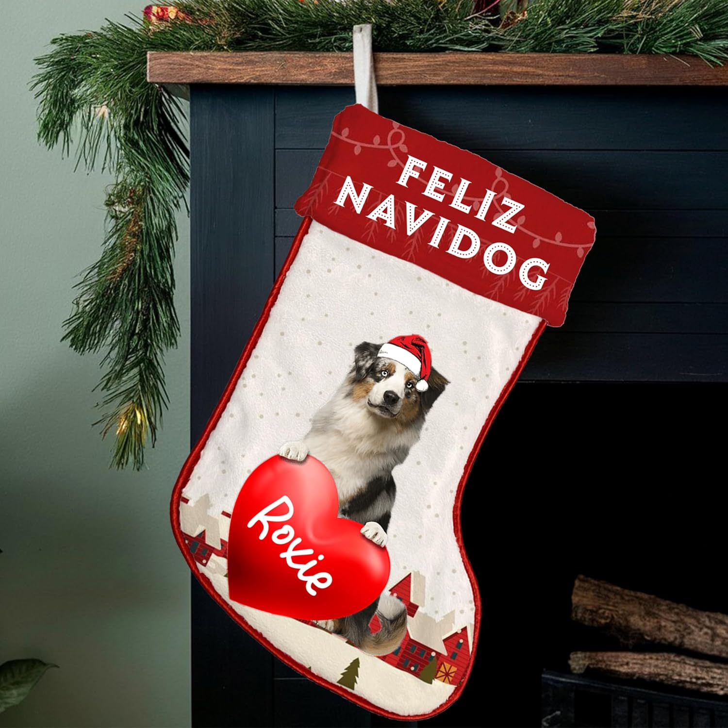 Amazon.com: Julyly POD Australian Shepherd Stocking, Dog Stocking ...