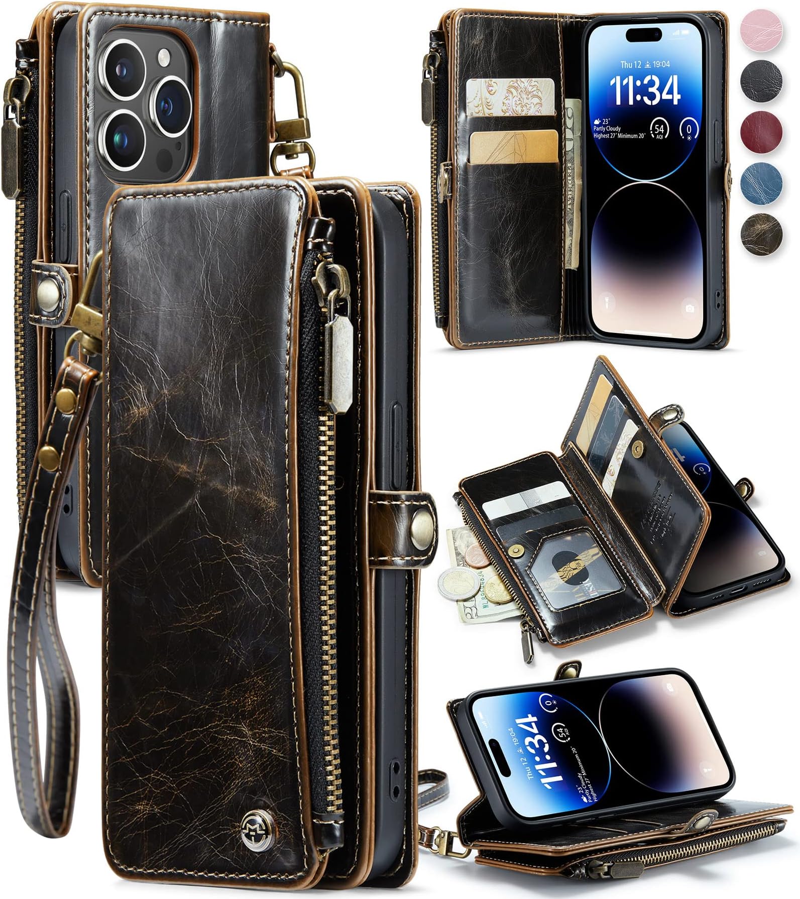 Amazon.com: Defencase for iPhone 15 Pro Max Wallet Case, for iPhone 15 ...
