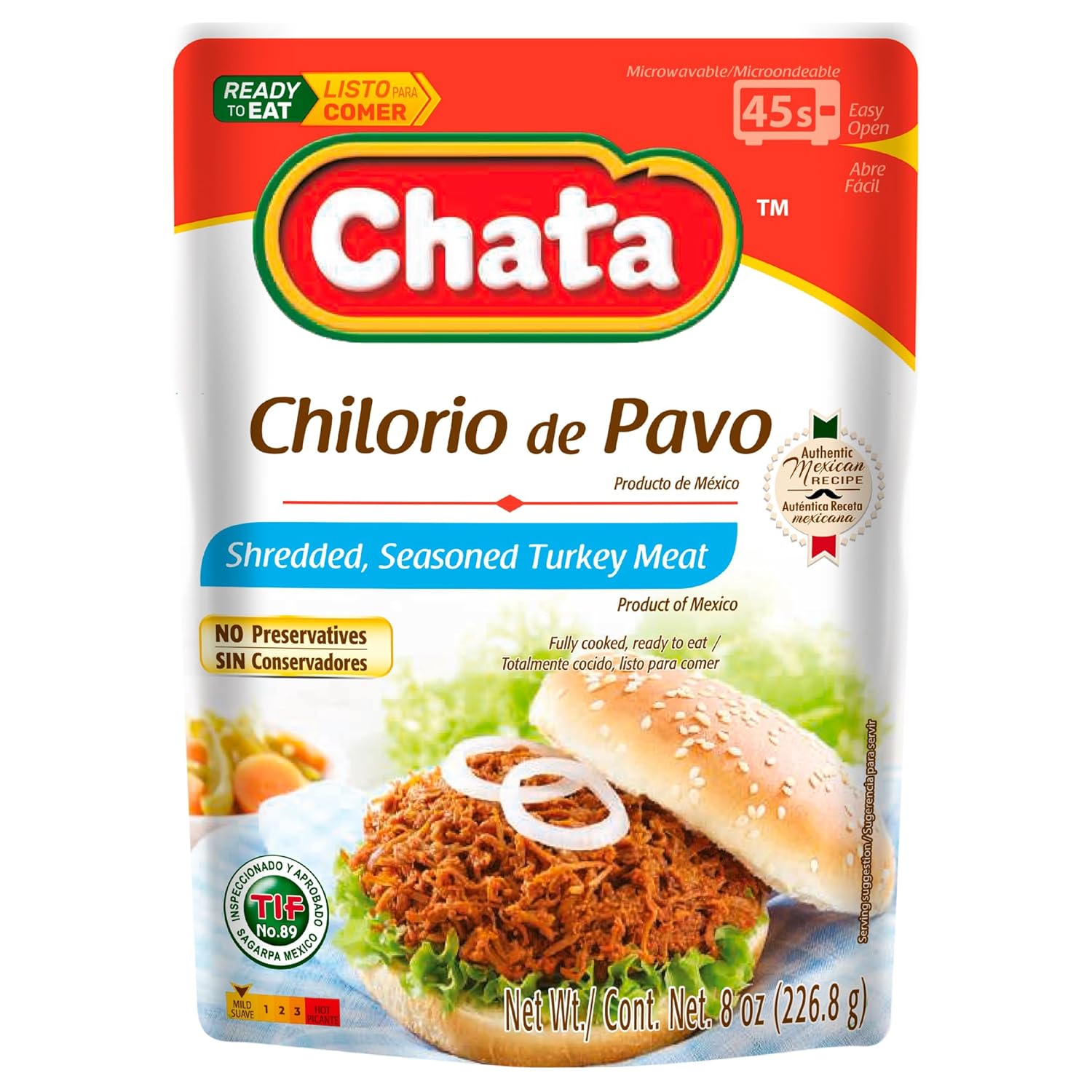 Amazon.com : Chata Mexican Turkey Chilorio, Shredded Seasoned Turkey, 8 ...