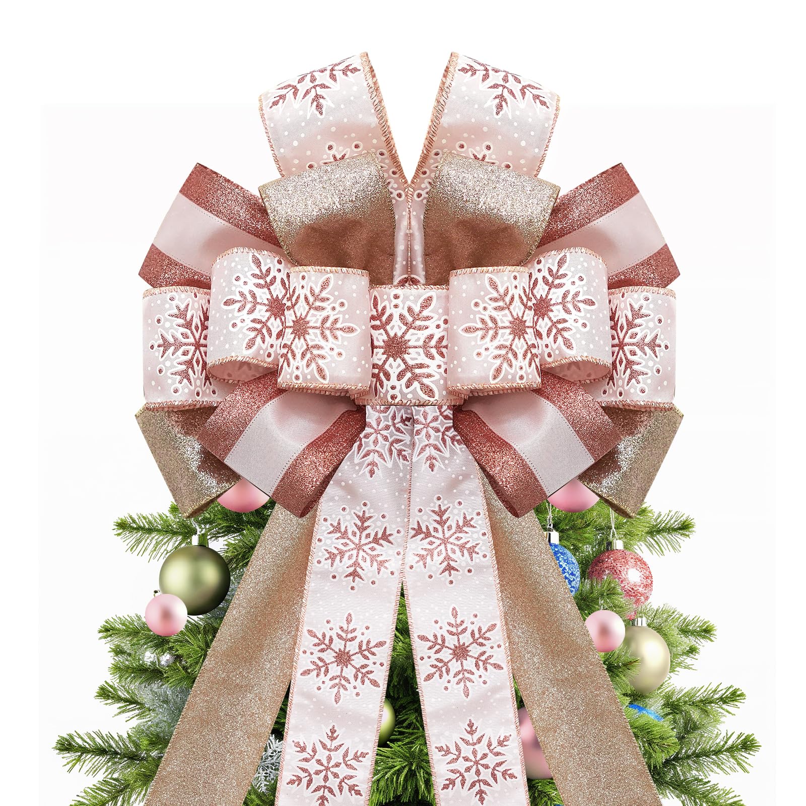 Amazon.com: GOGOSY Christmas Tree Topper Bow,48''x 13'' Large Polyester ...