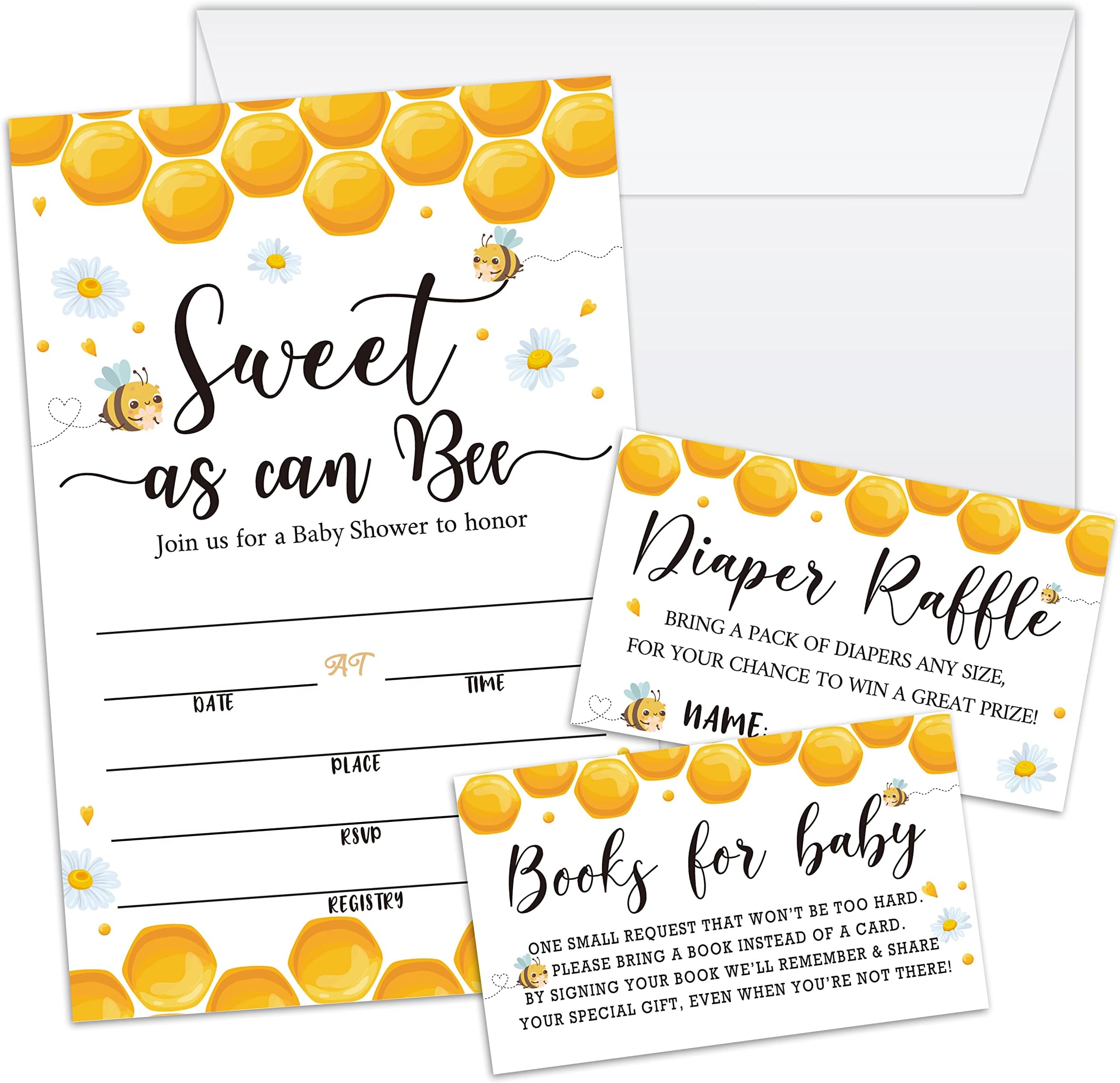 Amazon.com: 50 Cute Bee Books for Baby Shower Request Cards ...